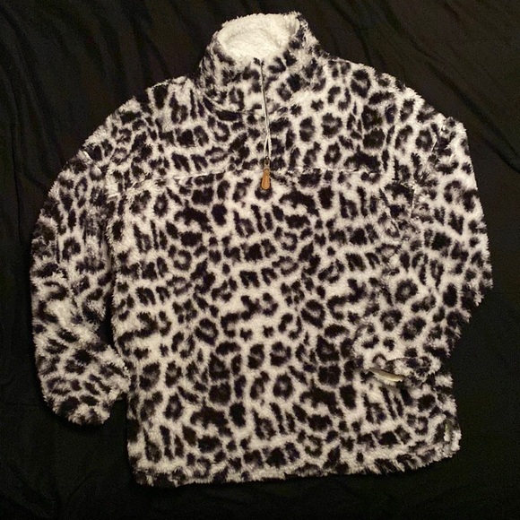 Tops | Fuzzy Leopard Print Sherpa | Poshmark